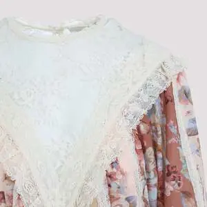 Zimmermann Awaken" Lace Trim Floral Print Cotton Blouse - Multicolor