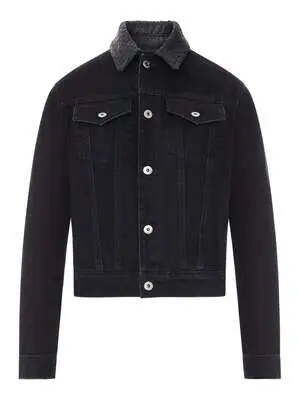 Bottega Veneta Denim Jacket With Braided Leather Collar