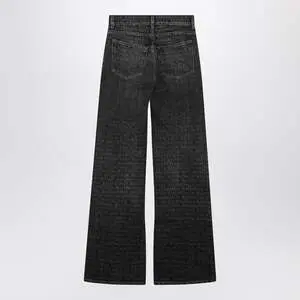 Balenciaga Washed Jacquard Logo Wide Leg Jeans