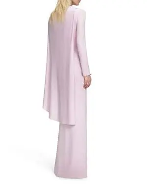 SELF-PORTRAIT Long Draped Jersey Gown With Embellished Cuffs