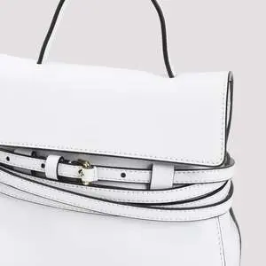 Moschino Tie Detailed Leather Shoulder Bag - White