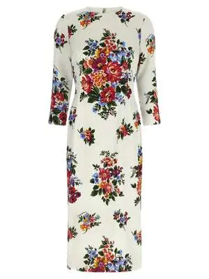 DOLCE & GABBANA Dolce & Gabbana 'Mazzo Di Fiori' Print Satin Midi Dress