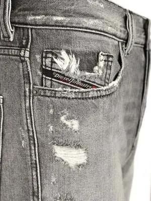 DIESEL® Stonewashed Cotton Denim Shorts With Distressed Effect - Gray
