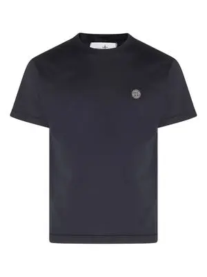 Stone Island Slim Fit Cotton Jersey T-shirt With Compass Patch - Blue