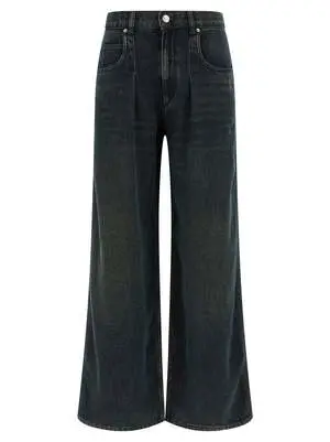 Isabel Marant Étoile Rodayna Stone-washed Wide Leg Jeans - Black