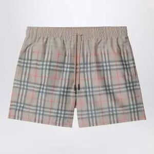 Burberry Beige Faded Check Swim Shorts - Cream