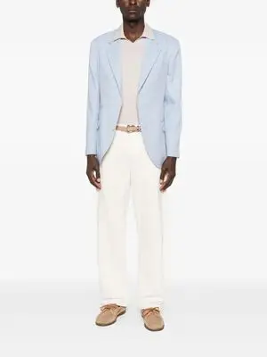 Brunello Cucinelli Linen And Virgin Wool Chevron Deconstructed Jacket - Blue