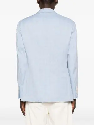 Brunello Cucinelli Linen And Virgin Wool Chevron Deconstructed Jacket - Blue