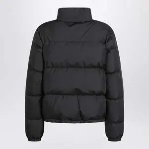 Burberry Zip-up Puffer Jacket With Check Detail - Black