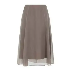 Brunello Cucinelli Silk Tulle A-line Skirt - Brown