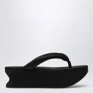 Balenciaga Gaeta Satin Thong Sandals - Black