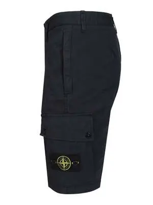 Stone Island Stretch Organic Cotton Twill Cargo Bermuda Shorts - Blue