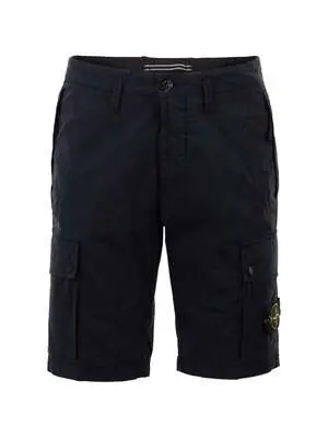 Stone Island Stretch Organic Cotton Twill Cargo Bermuda Shorts - Blue