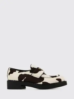 Prada Cow Print" Leather Loafer - White