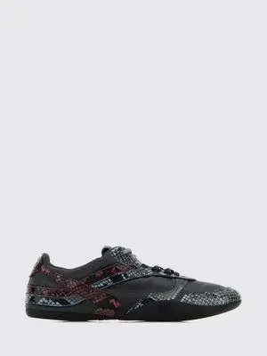 Miu Miu Snakeskin Trimmed Lace-up Sneakers - Gray