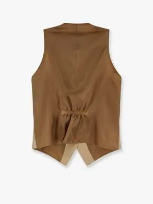 Tagliatore Beige Linen V-neck Vest