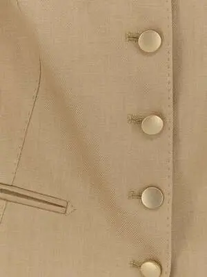 Tagliatore Beige Linen V-neck Vest