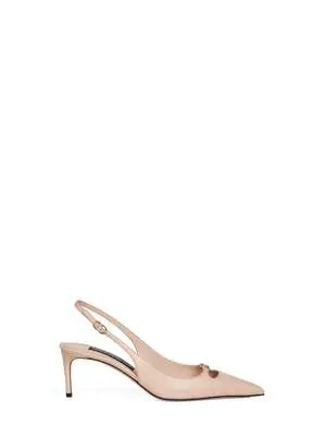 Dolce & Gabbana Nude Silky Nappa Leather Lollo Slingback Pumps - Multicolor