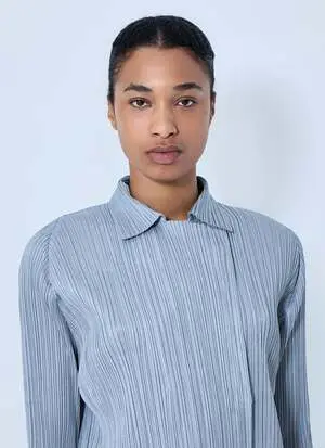 Issey Miyake Structured Pleat Long Sleeve Shirt