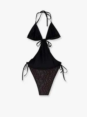 Missoni Viscose Blend One-piece Swimsuit With Sequins - Brown