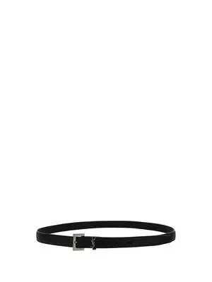 Saint Laurent Leather Belt With Monogram Buckle