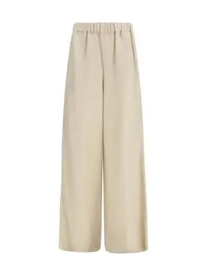 Max Mara Wide-leg Linen And Silk Blend Twill Pants - Cream