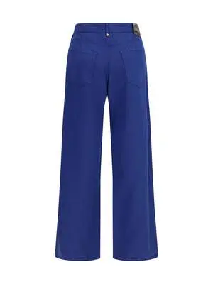 Max Mara Cotton And Linen Blend Straight Leg Pants - Blue