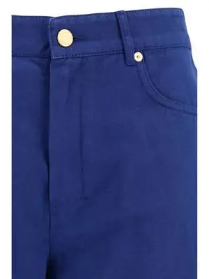 Max Mara Cotton And Linen Blend Straight Leg Pants - Blue