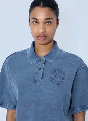 Alexander Wang Cropped Cotton Piqué Polo T-shirt - Blue