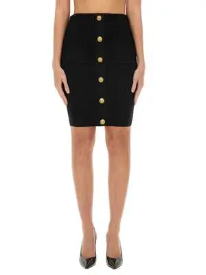 Balmain Vichy Knit Pencil Skirt - Black