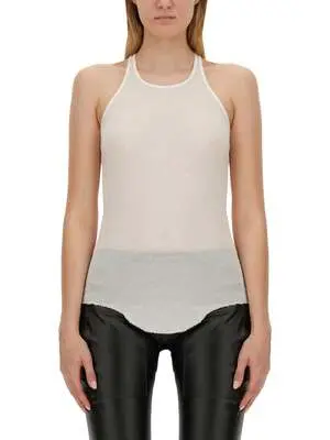 Rick Owens Ribbed Viscose And Silk Tank Top - White