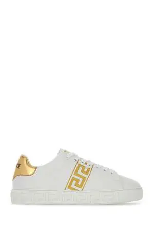 Versace Leather Sneakers With Gold Accents - Multicolor