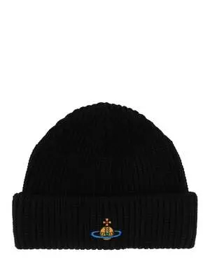 VIVIENNE WESTWOOD Beanie Hat With Logo - Black
