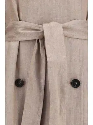 Brunello Cucinelli Linen Trench Coat With Lurex - Pink