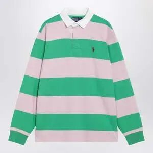 Polo Ralph Lauren Pink/emerald Green Striped Polo