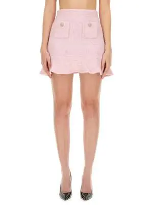 SELF-PORTRAIT Knitted Mini Skirt - Pink