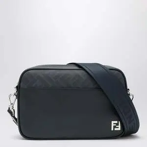 Fendi Leather And Ff Canvas Shoulder Bag - Blue