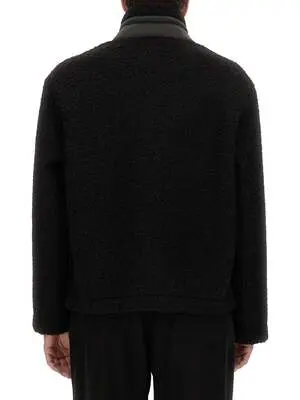 Moschino Zip-up Fleece Jacket With Leather Accents