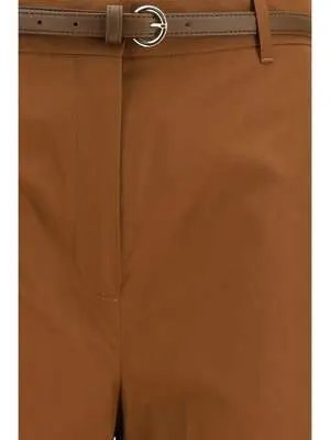 Max Mara Farea Belted Cotton Poplin Wide Leg Pants