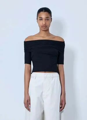 LEMAIRE Short Sleeve Off-shoulder Twisted Top