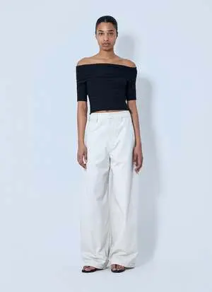 LEMAIRE Short Sleeve Off-shoulder Twisted Top