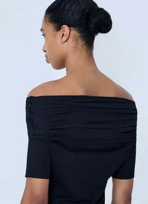 LEMAIRE Short Sleeve Off-shoulder Twisted Top