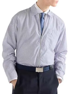 Prada Cotton Poplin Shirt With Striped Pattern - Multicolor