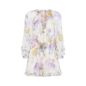 Zimmermann Luna Ruffle Playsuit Floral Print Viscose - Multicolor