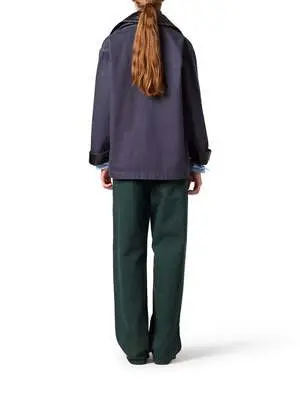 Miu Miu Single-breasted Gabardine And Leather Jacket
