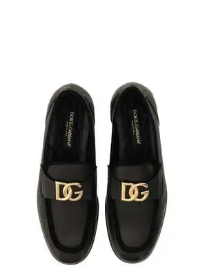 Dolce & Gabbana Leather Loafer With Logo Detail