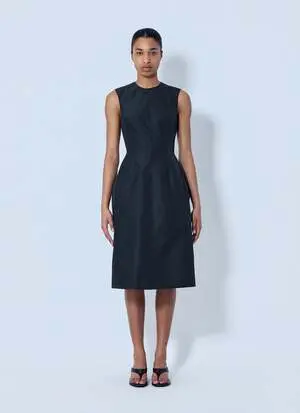 JIL SANDER Sleeveless Structured Midi Dress - Black
