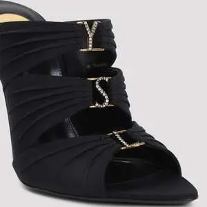 Saint Laurent Leather Gippy 110 Lauro Sandals - Black