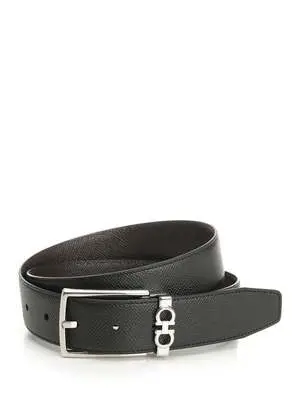 FERRAGAMO Reversible And Adjustable Gancini Belt - Black