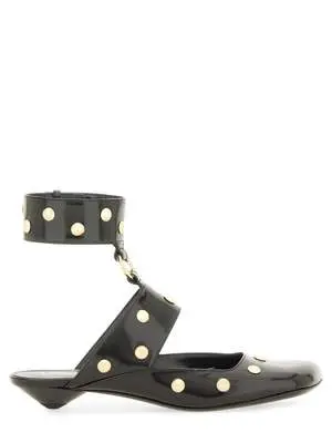Chloé Jade" Leather Studded Ankle Strap Sandals - Black